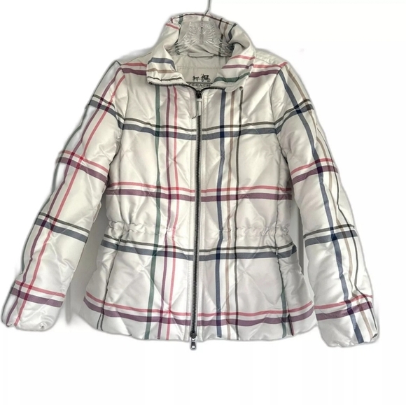 Coach | Jackets & Coats | Coach Tattersall Short Legacy Puffer Jacket ...